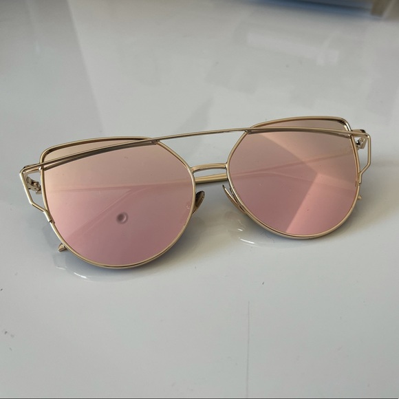 Accessories | New Pink Gold Mirror Sunglasses | Poshmark